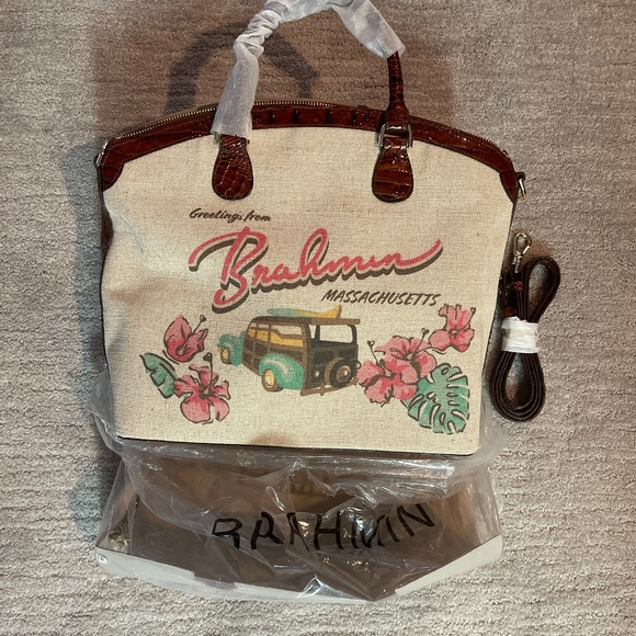 Brahmin | Bags | Nwt Brahmin Large Duxbury Satchel Pecan Pipa Tote Bag ...